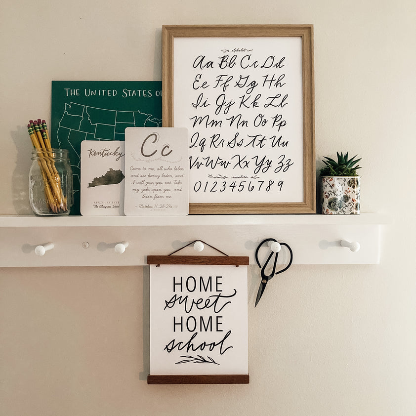 Cursive ABC + 123 Hand lettered Print – Pip & J Papery